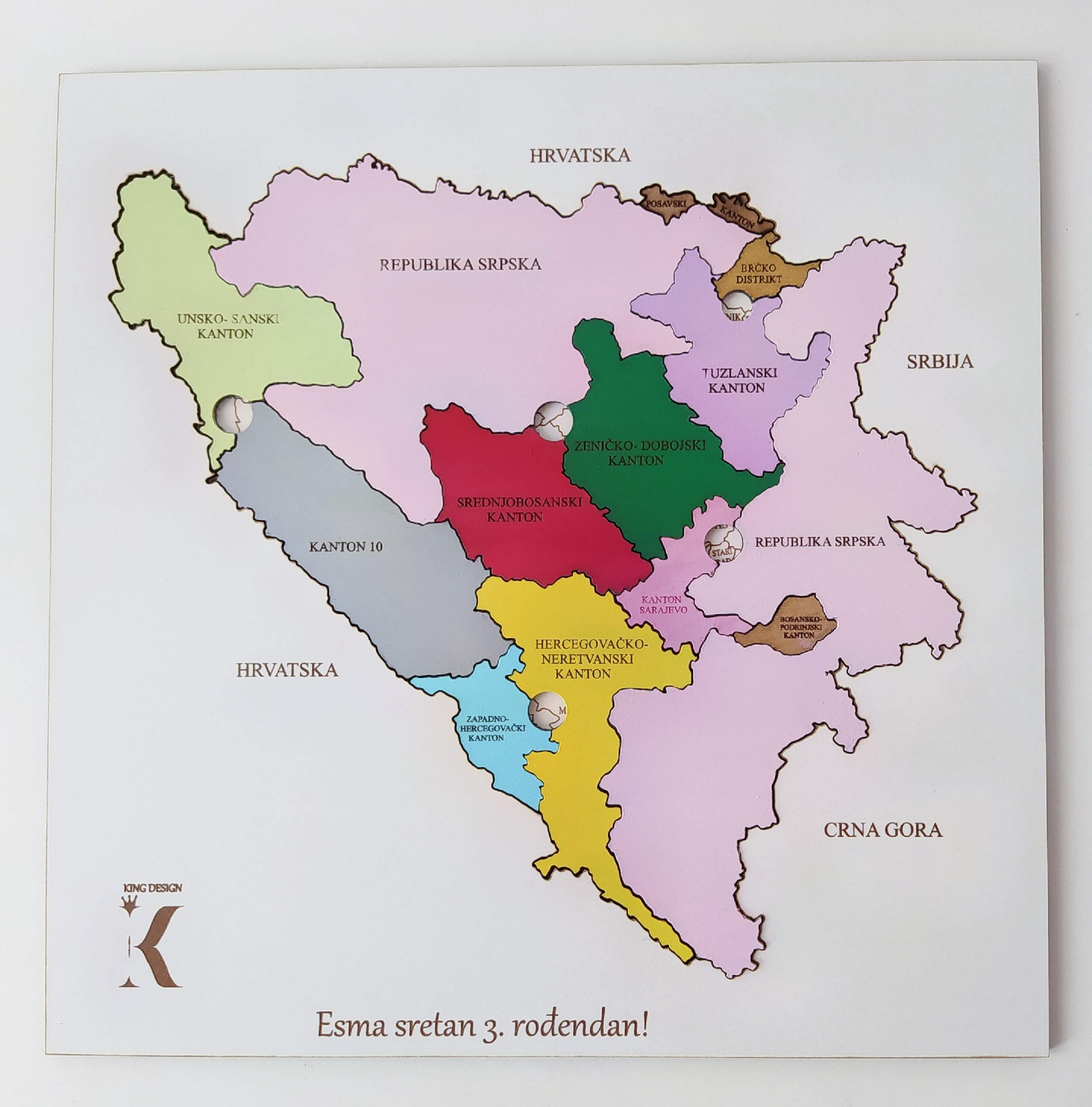 Mapa Bosne i Hercegovine (kantoni i gradovi) | OREA